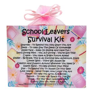 School Leaver's Survival Kit (pink) ~ Fun Novelty Gift & Card ...
