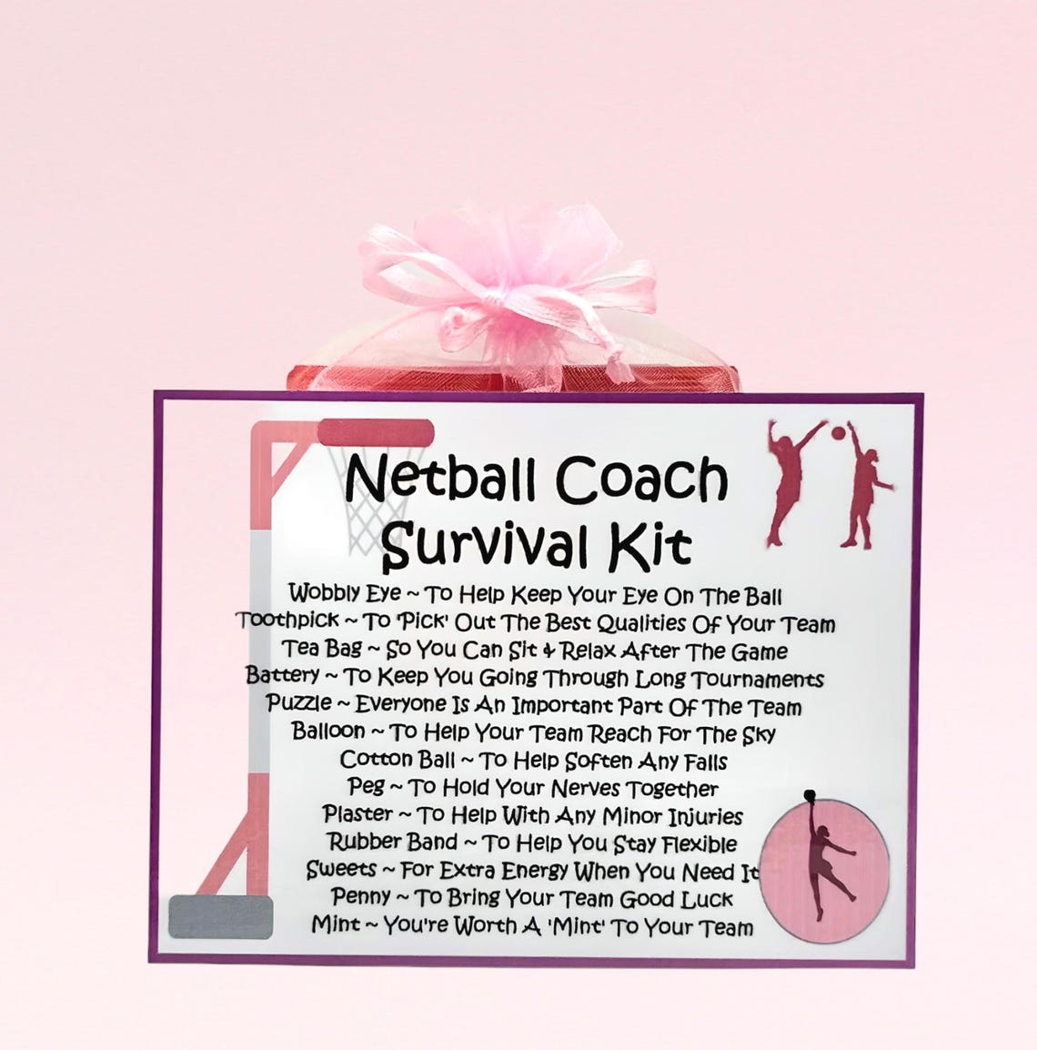 Netball Coach Survival Kit ~ Fun Novelty Gift & Card | Birthday Present ...