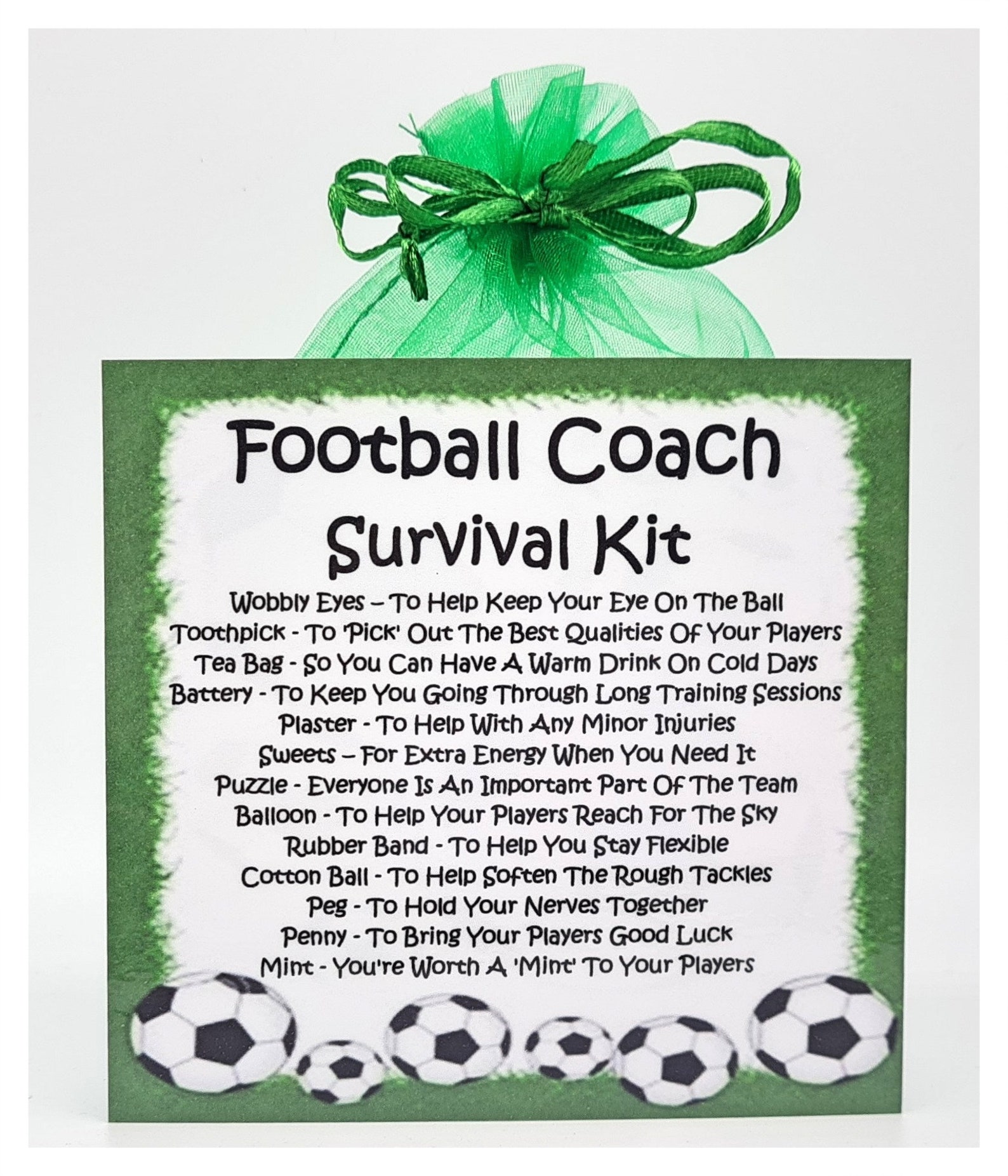 Football Coach Survival Kit Fun Novelty Gift & Card Birthday Present ...