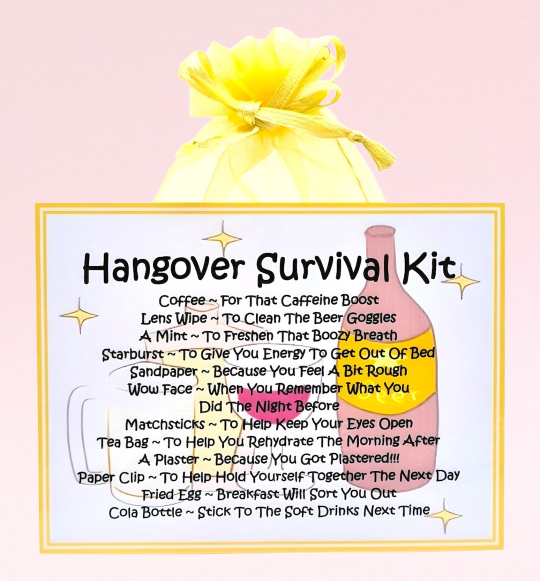 Hangover Survival Kit ~ Fun Novelty Gift & Card Alternative | Birthday ...