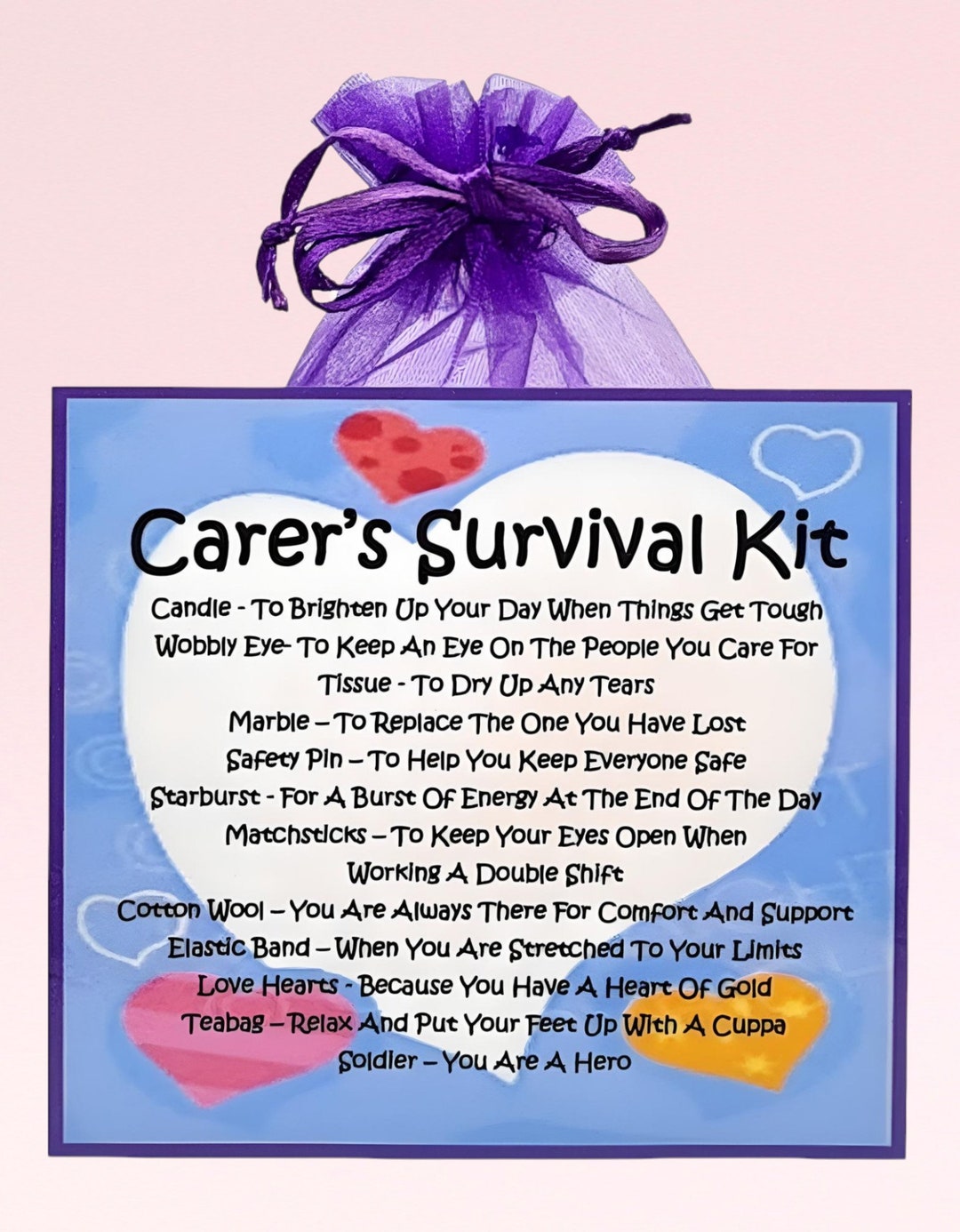 Carer's Survival Kit ~ Fun Novelty Gift & Card | Birthday Present ...