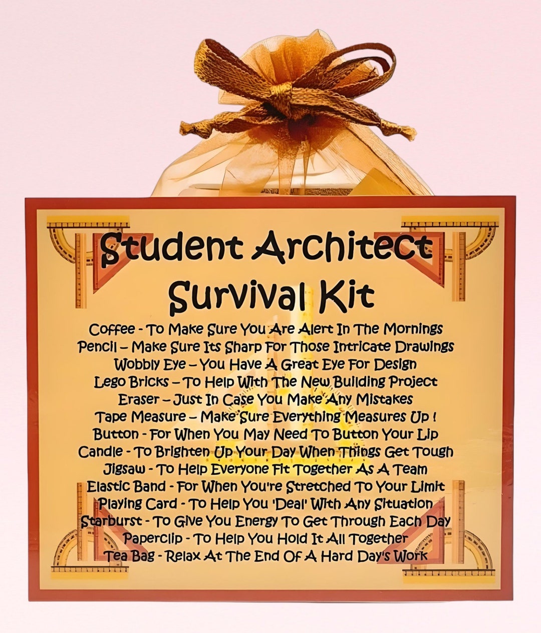 Student Architect Survival Kit Fun Novelty Gift & Card Alternative ...