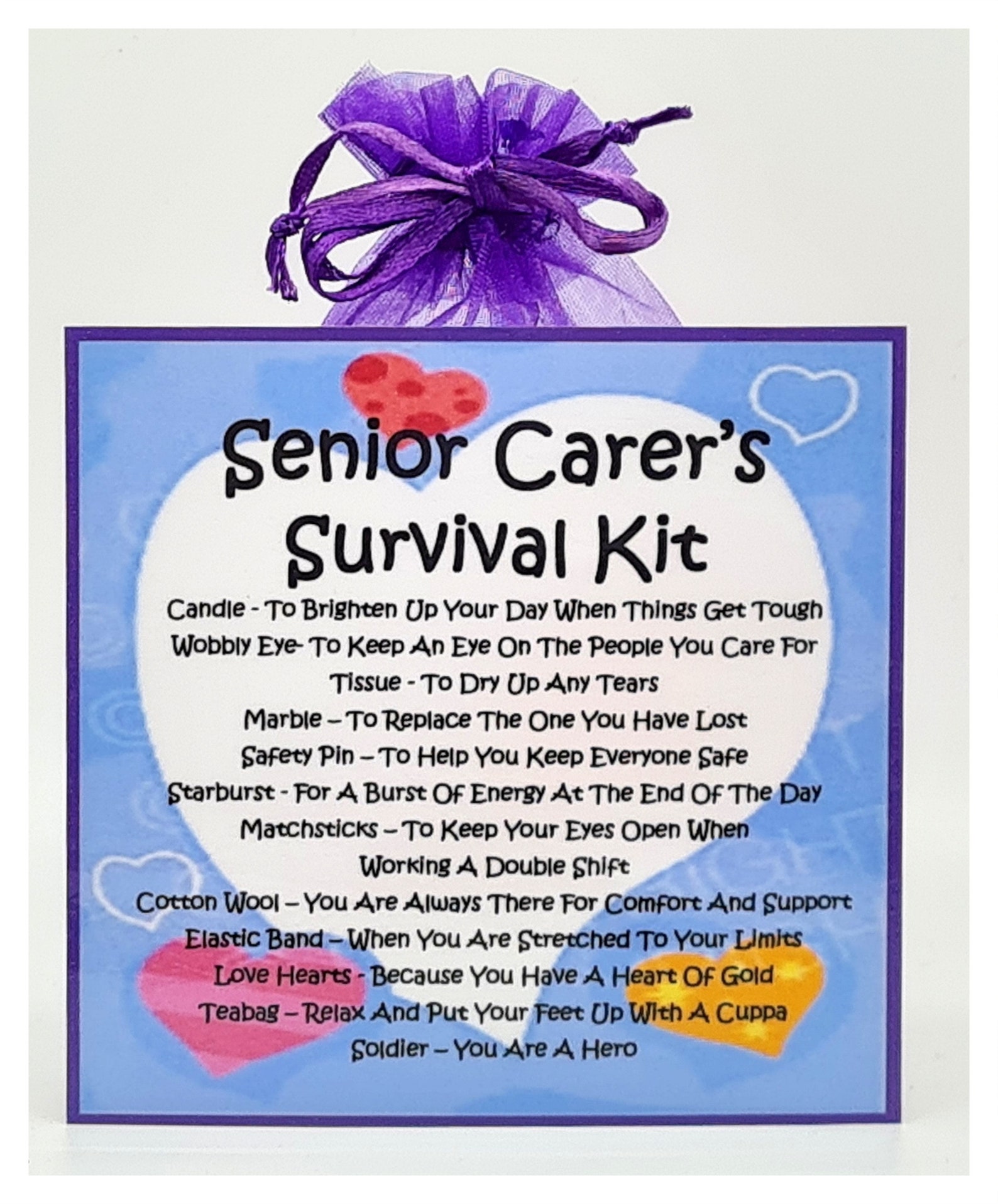 Senior Carer's Survival Kit Fun Novelty Gift & Card | Etsy