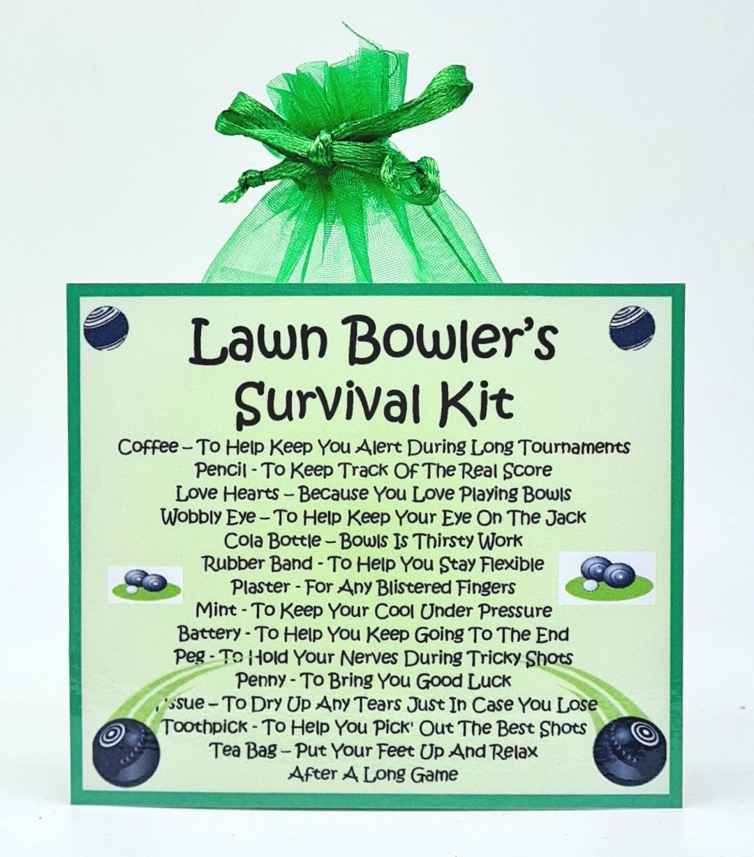 Lawn Bowler's Survival Kit Fun Novelty Gift & Card - Etsy