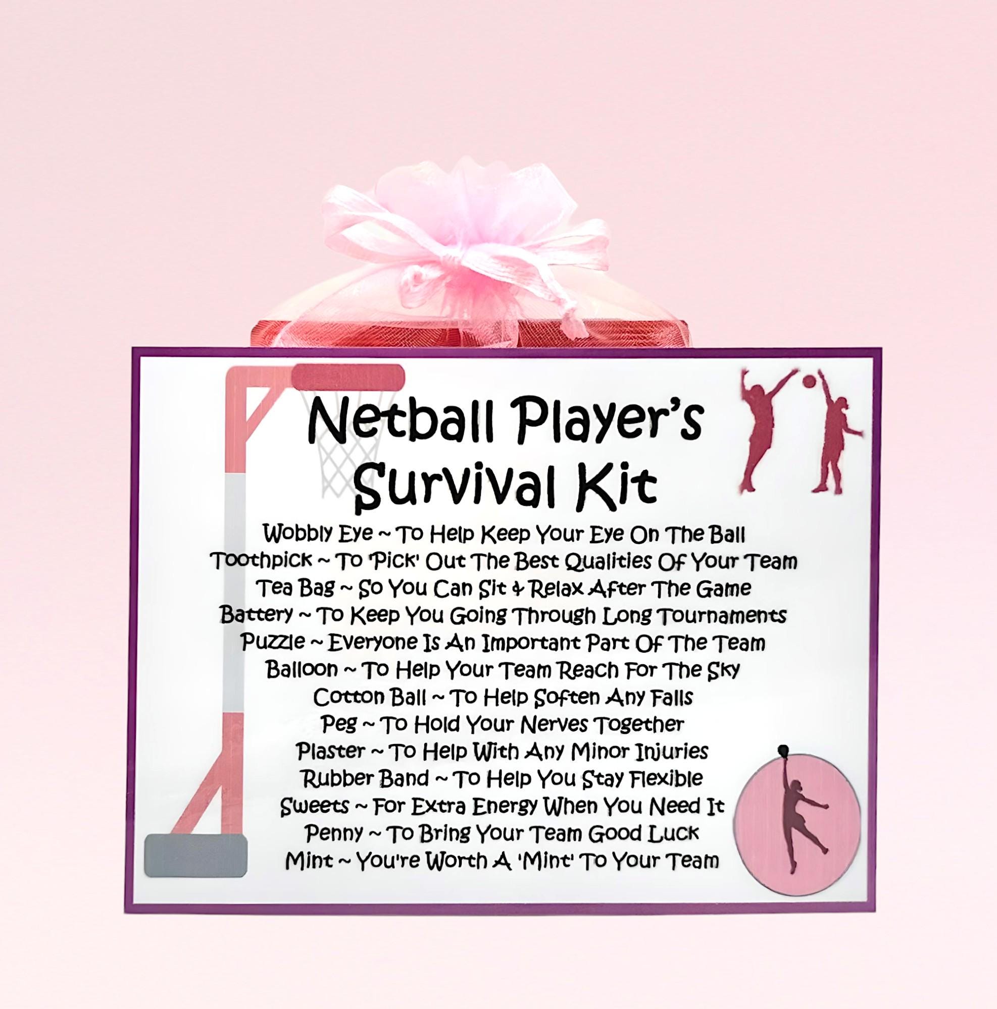 Netball Player's Survival Kit ~ Fun Novelty Gift & Card | Birthday ...