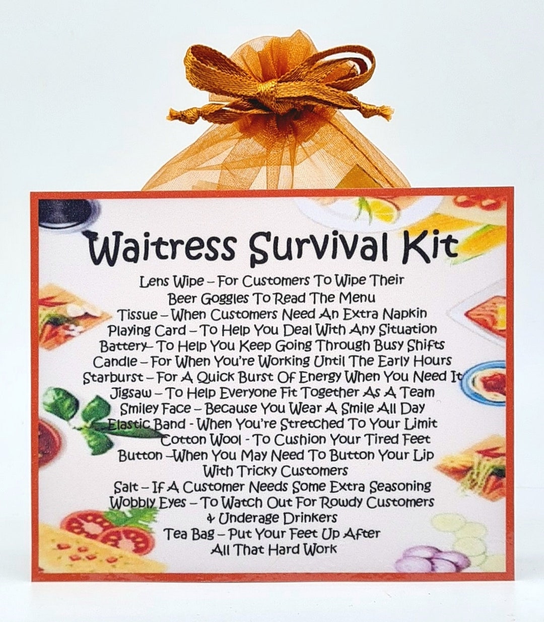 Waitress Survival Kit Fun Novelty Gift & Card Alternative Birthday ...
