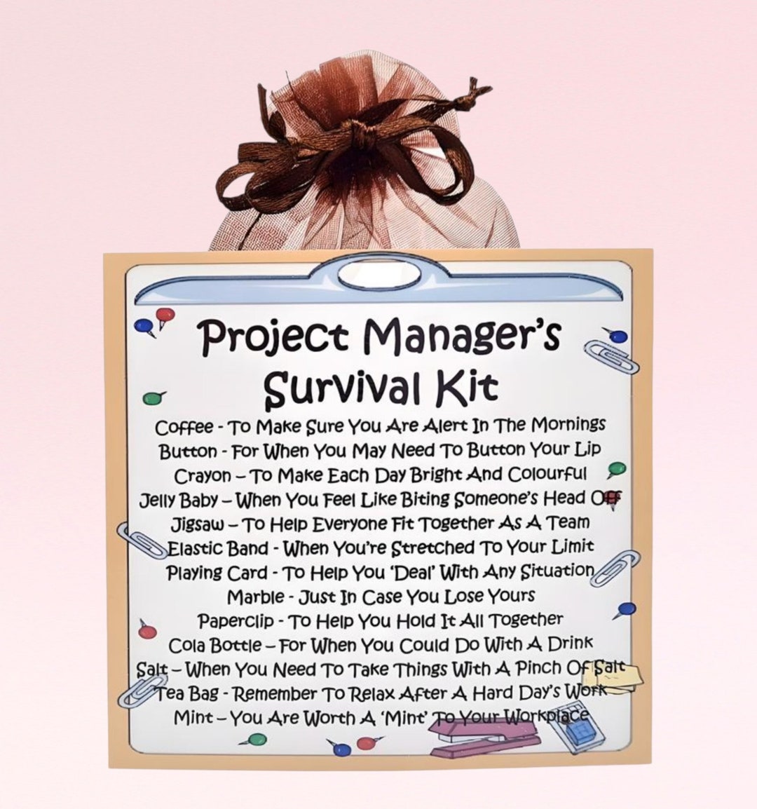 Project Manager's Survival Kit ~ Fun Novelty Gift & Card Alternative ...
