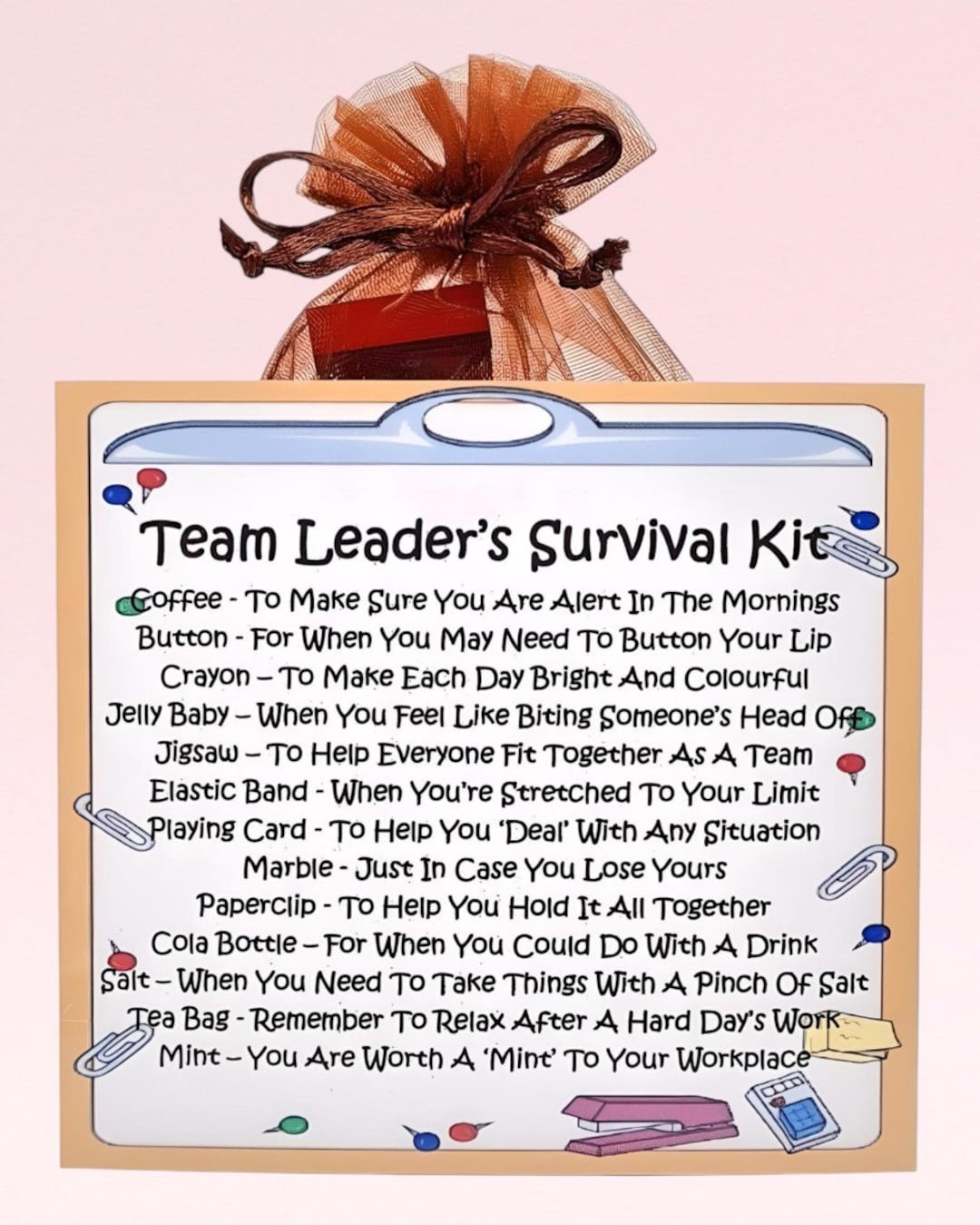 Team Leader Survival Kit ~ Fun Novelty Gift & Card | Birthday Present ...