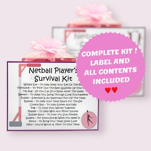 Netball Player's Survival Kit ~ Fun Novelty Gift & Card | Birthday ...