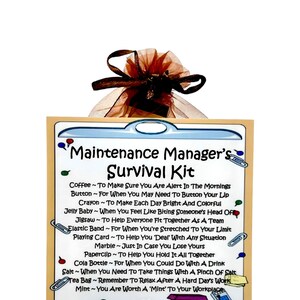Maintenance Manager's Survival Kit ~ Fun Novelty Gift & Greetings Card ...
