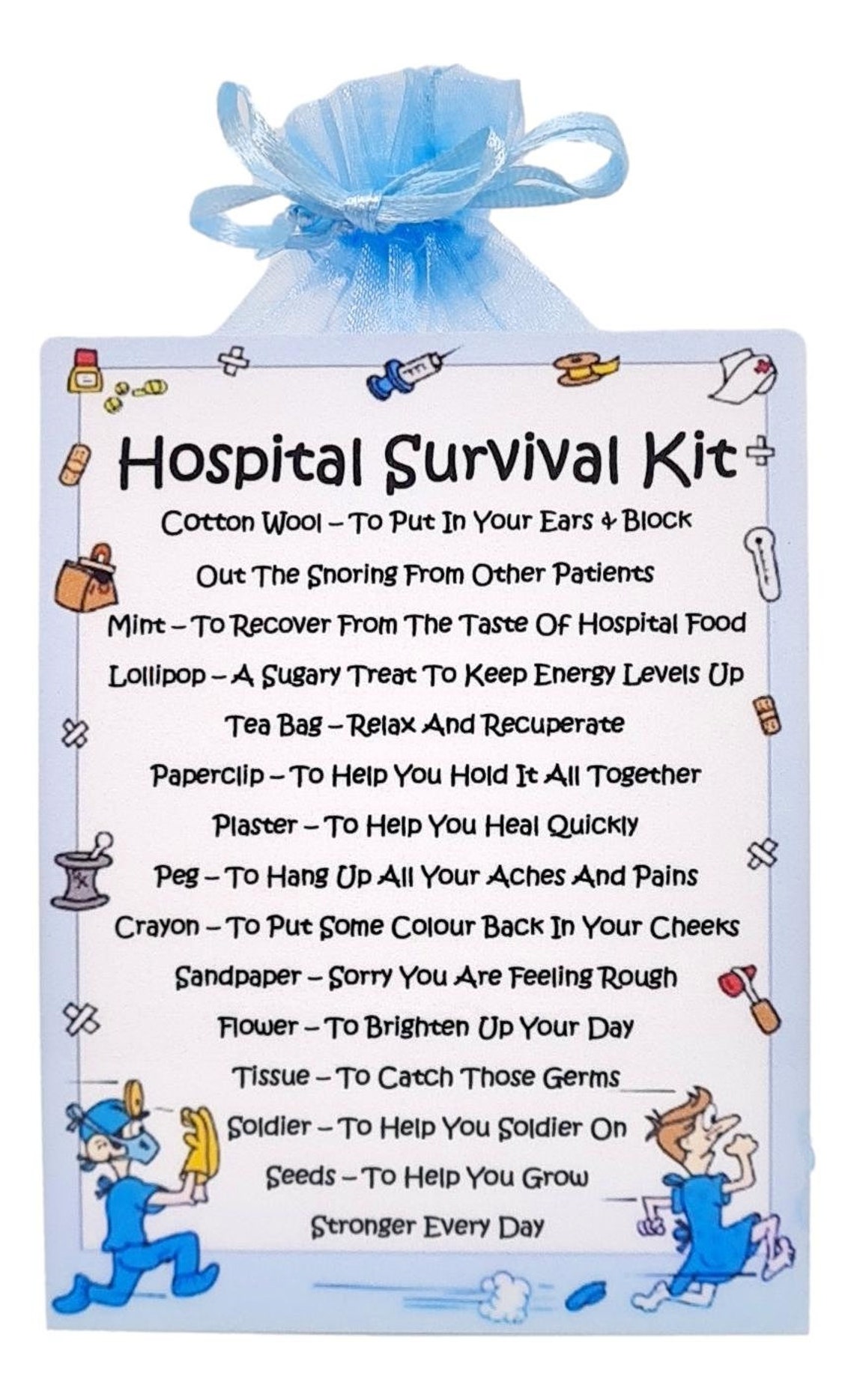 Hospital Survival Kit Fun Novelty Gift & Card / Keepsake / - Etsy