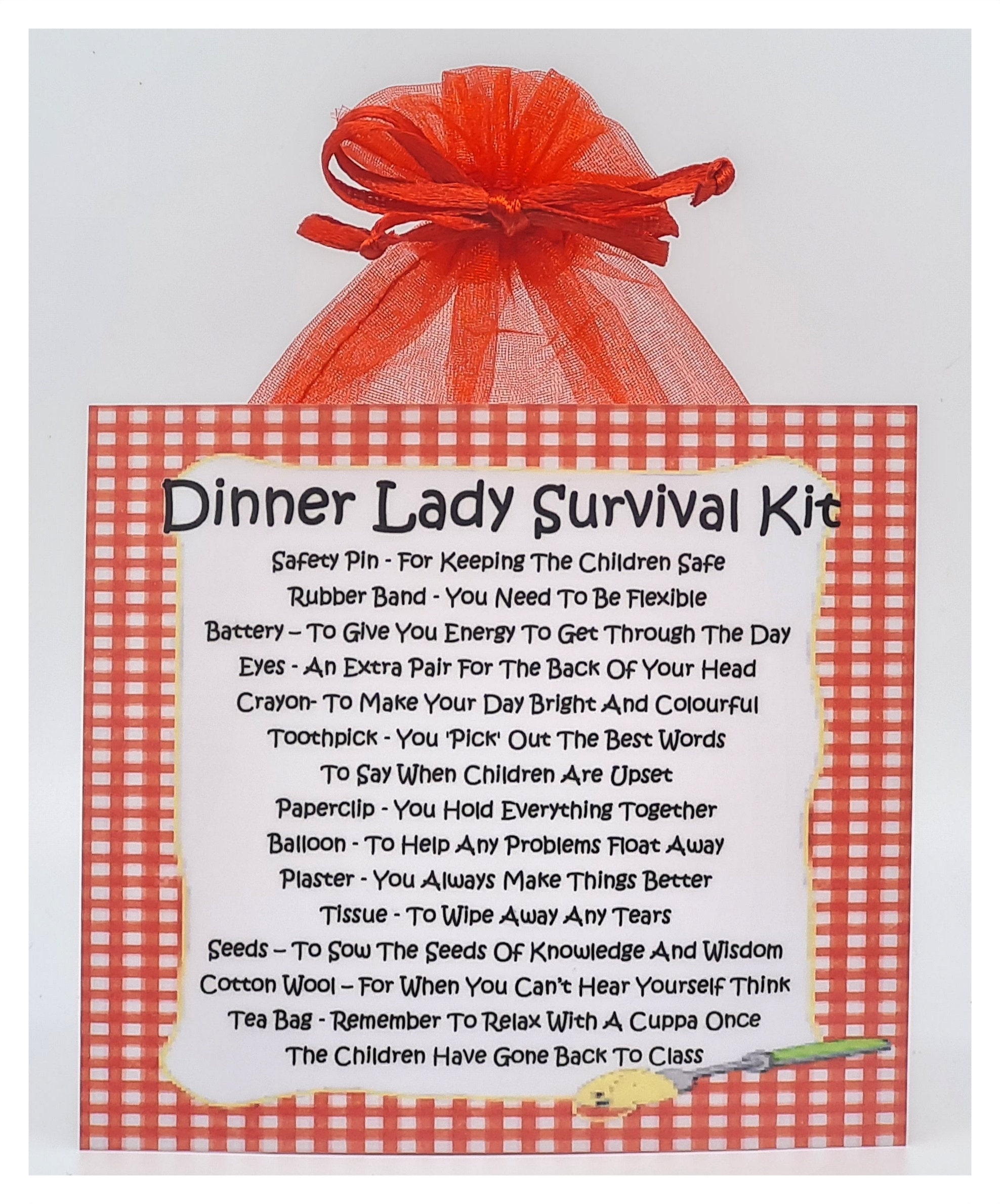 Dinner Lady Survival Kit ~ Fun Novelty Gift & Card Alternative ...