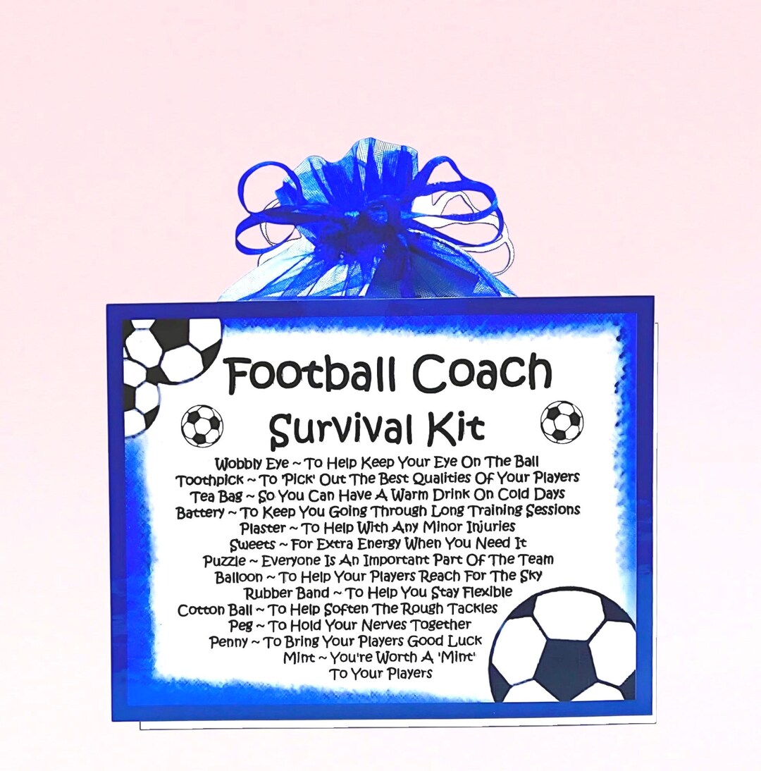 Football Coach Survival Kit (blue) ~ Fun Novelty Gift & Card | Birthday ...