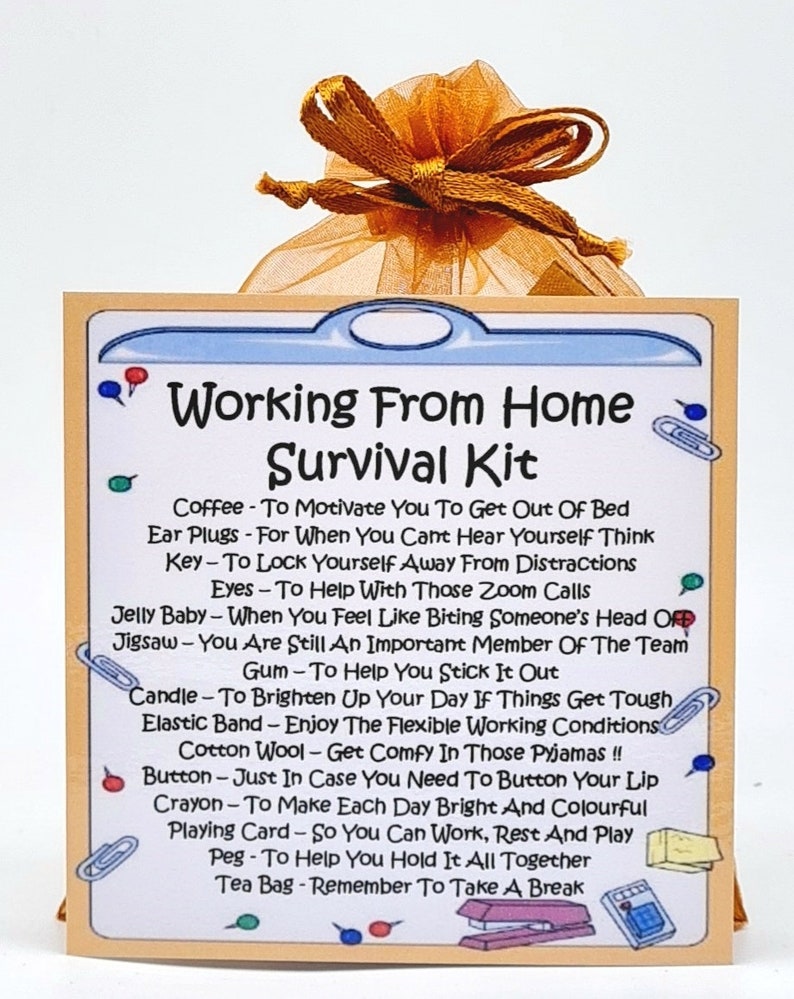 Working From Home Survival Kit Fun Novelty Gift & Card - Etsy