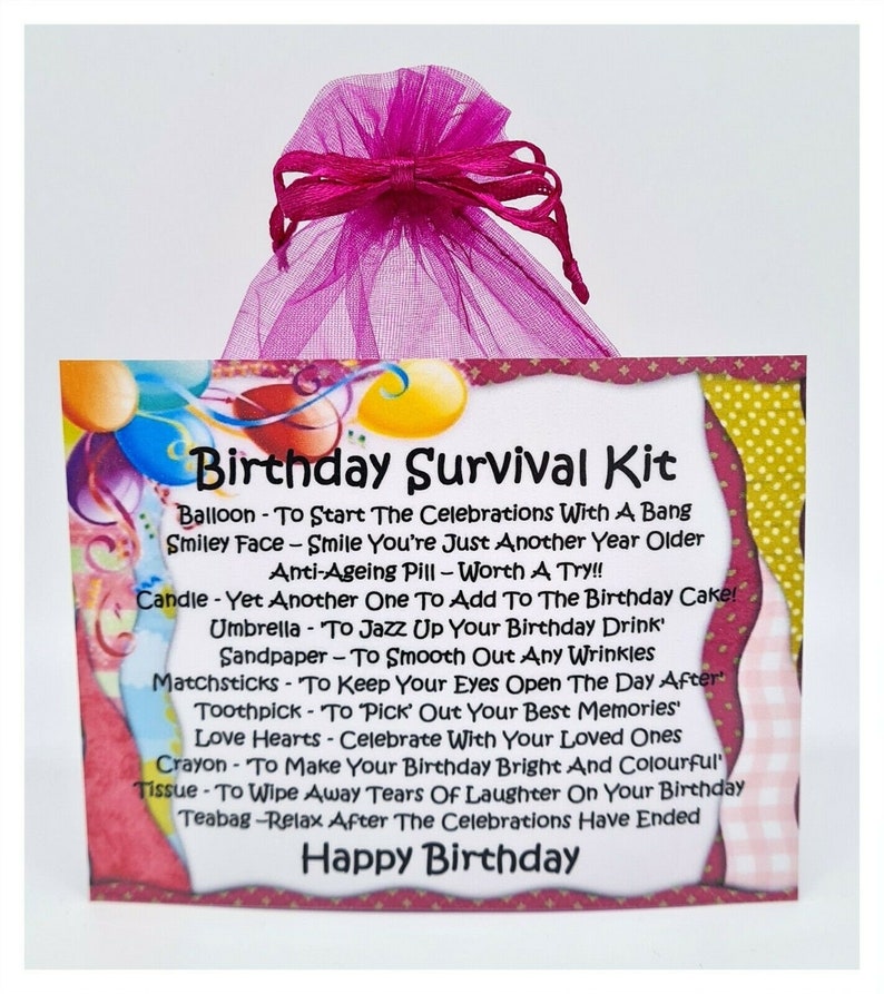 Birthday Survival Kit pink Fun Novelty Gift & Greetings - Etsy