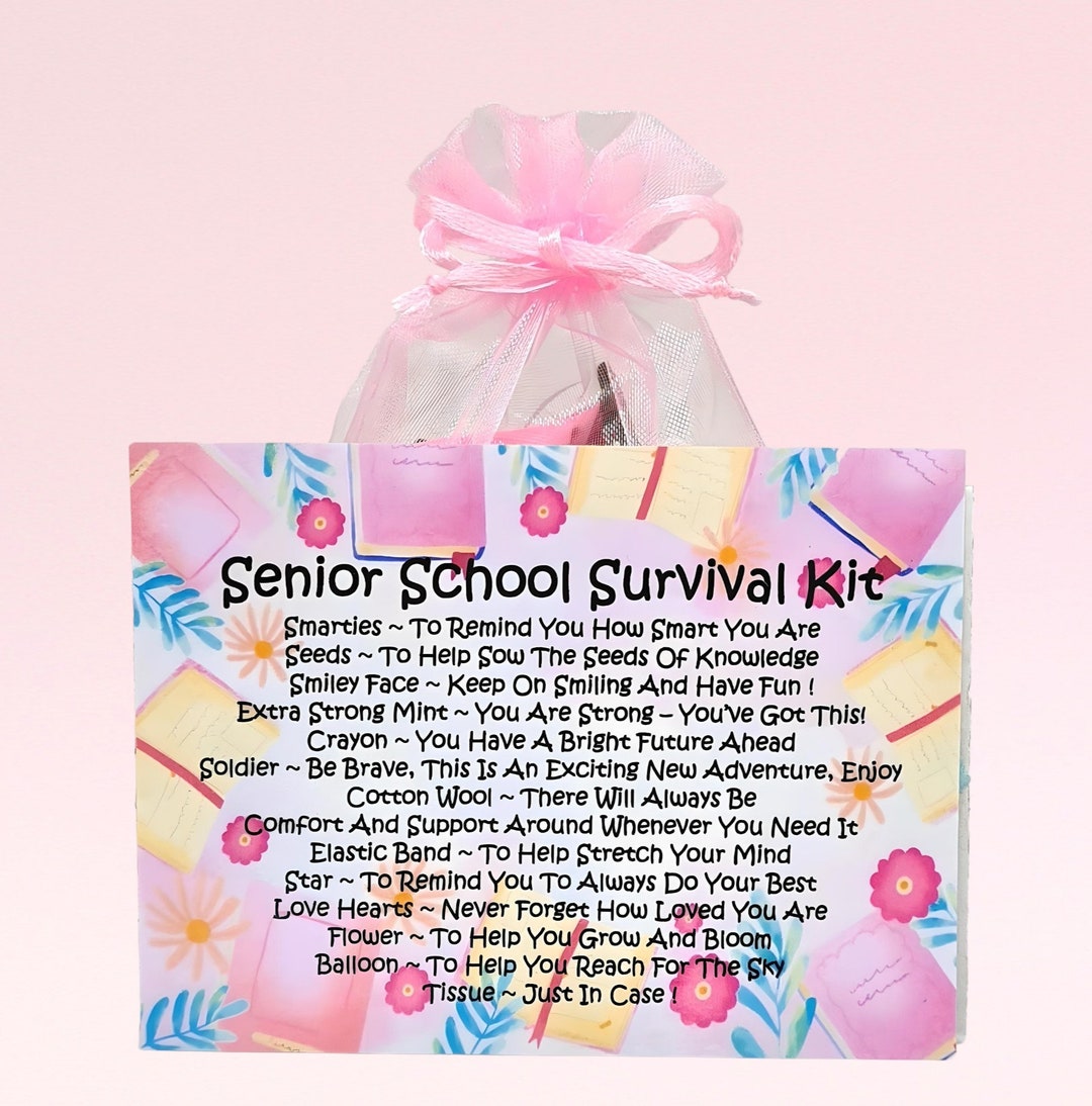 Senior School Survival Kit (pink) ~ Fun Novelty Gift & Card Alternative ...