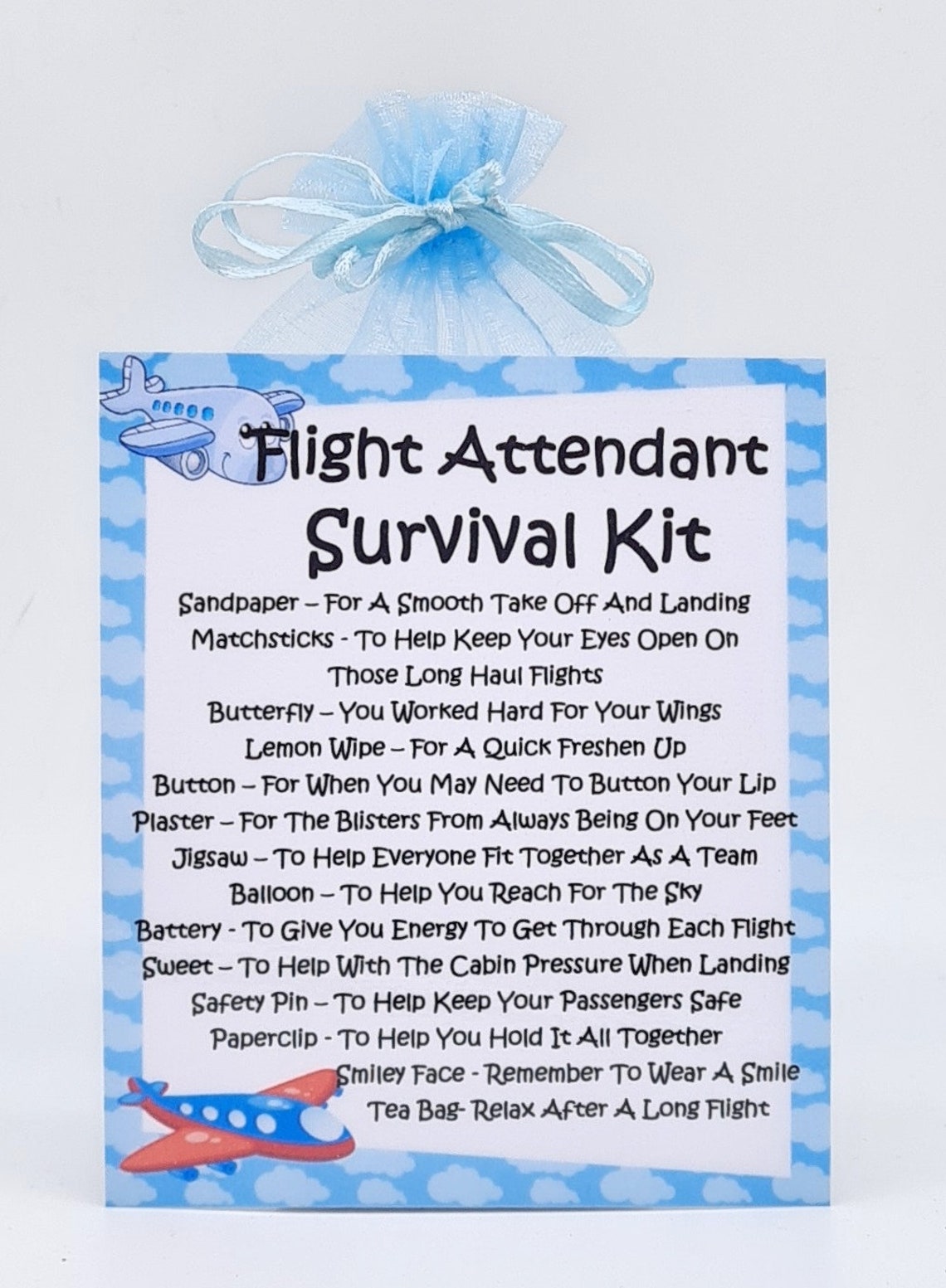 Flight Attendant Survival Kit Fun Novelty Gift & Card - Etsy
