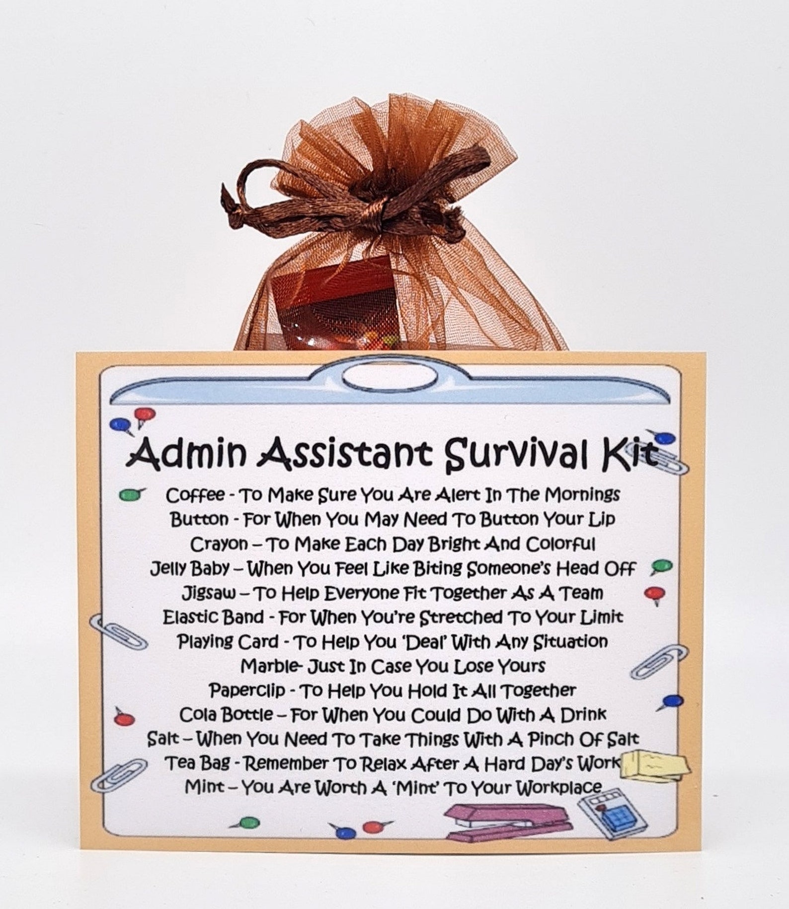 Admin Assistant Survival Kit ~ Fun Novelty Gift & Greetings Card ...