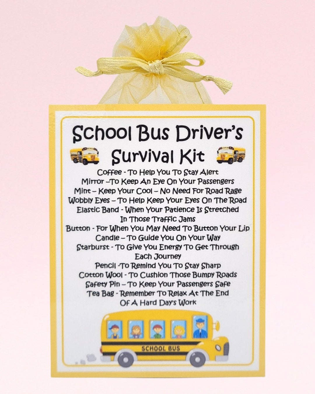 School Bus Driver's Survival Kit (USA) ~ Fun Novelty Gift & Card ...