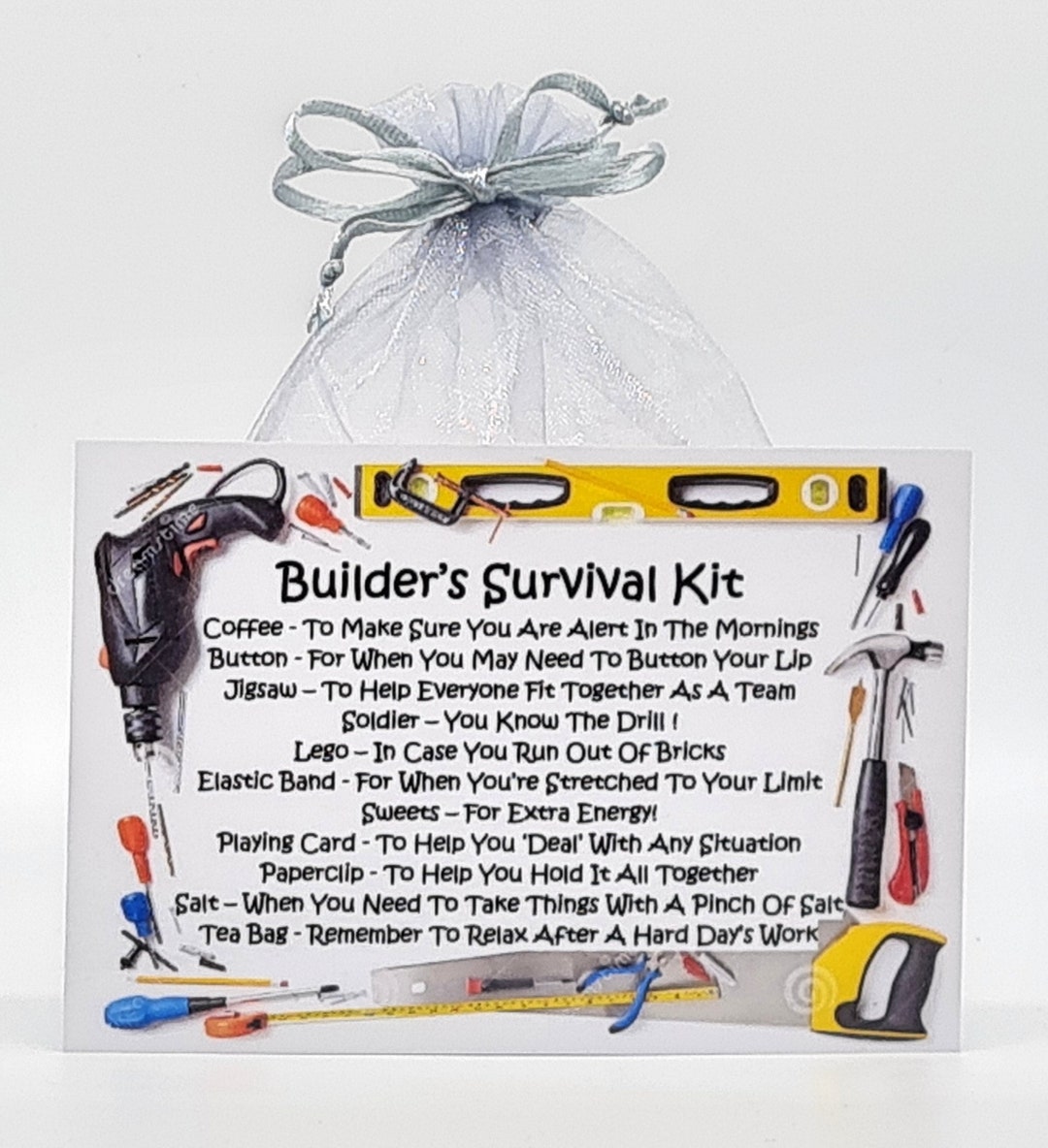 Builder's Survival Kit Fun Novelty Gift & Card - Etsy