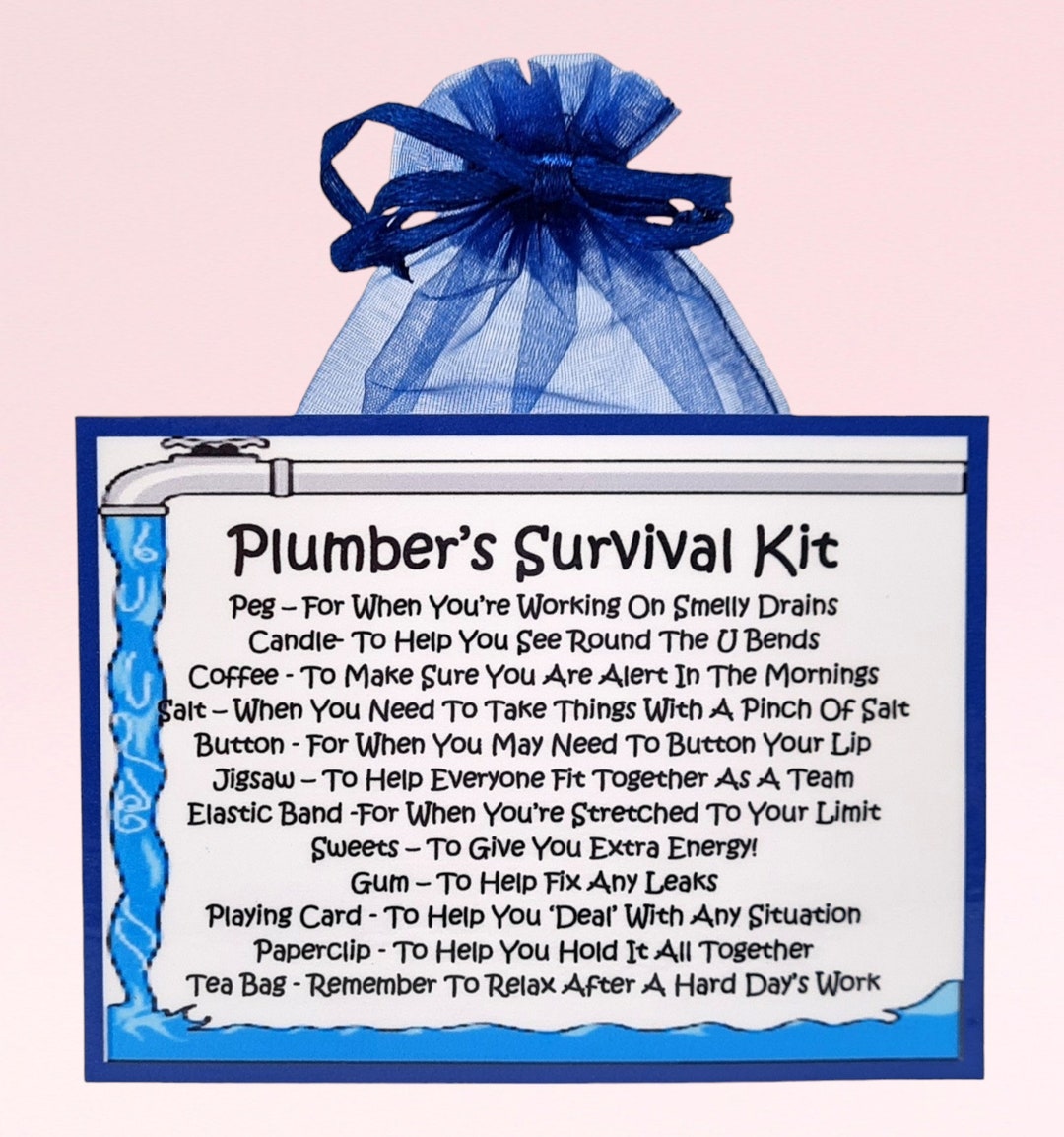 Plumber's Survival Kit ~ Fun Novelty Gift & Card Alternative | Birthday ...