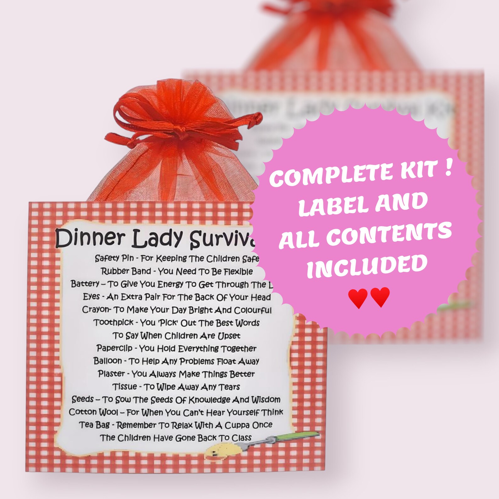 Dinner Lady Survival Kit ~ Fun Novelty Gift & Card Alternative ...