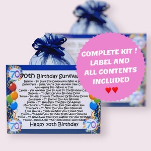 70th Birthday Survival Kit (blue) ~ Fun Novelty Gift & Greetings Card ...