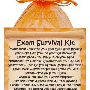 Exam Survival Kit ~ Fun Novelty Gift and Card Alternative | Good Luck ...