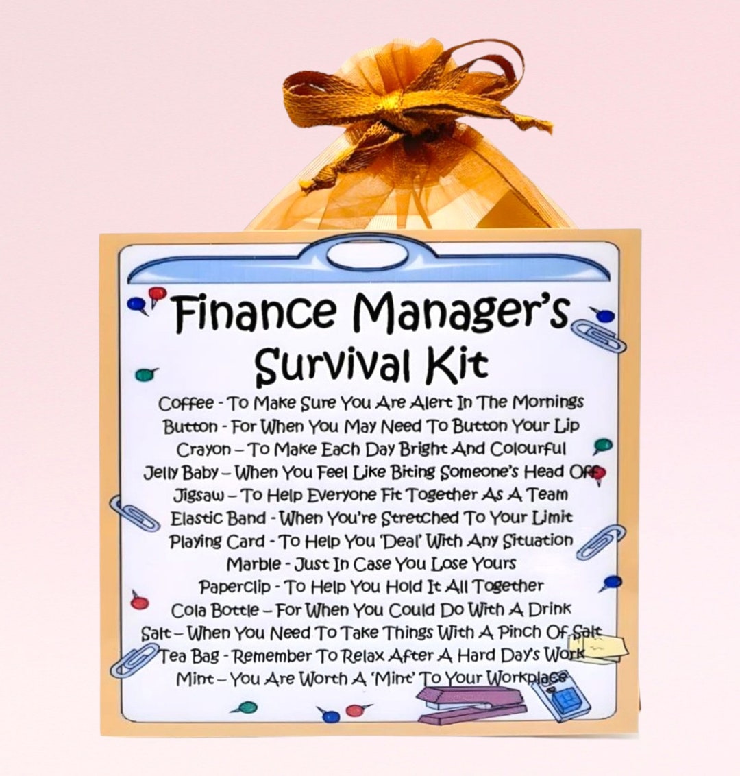 Finance Manager's Survival Kit ~ Fun Novelty Gift & Card Alternative ...