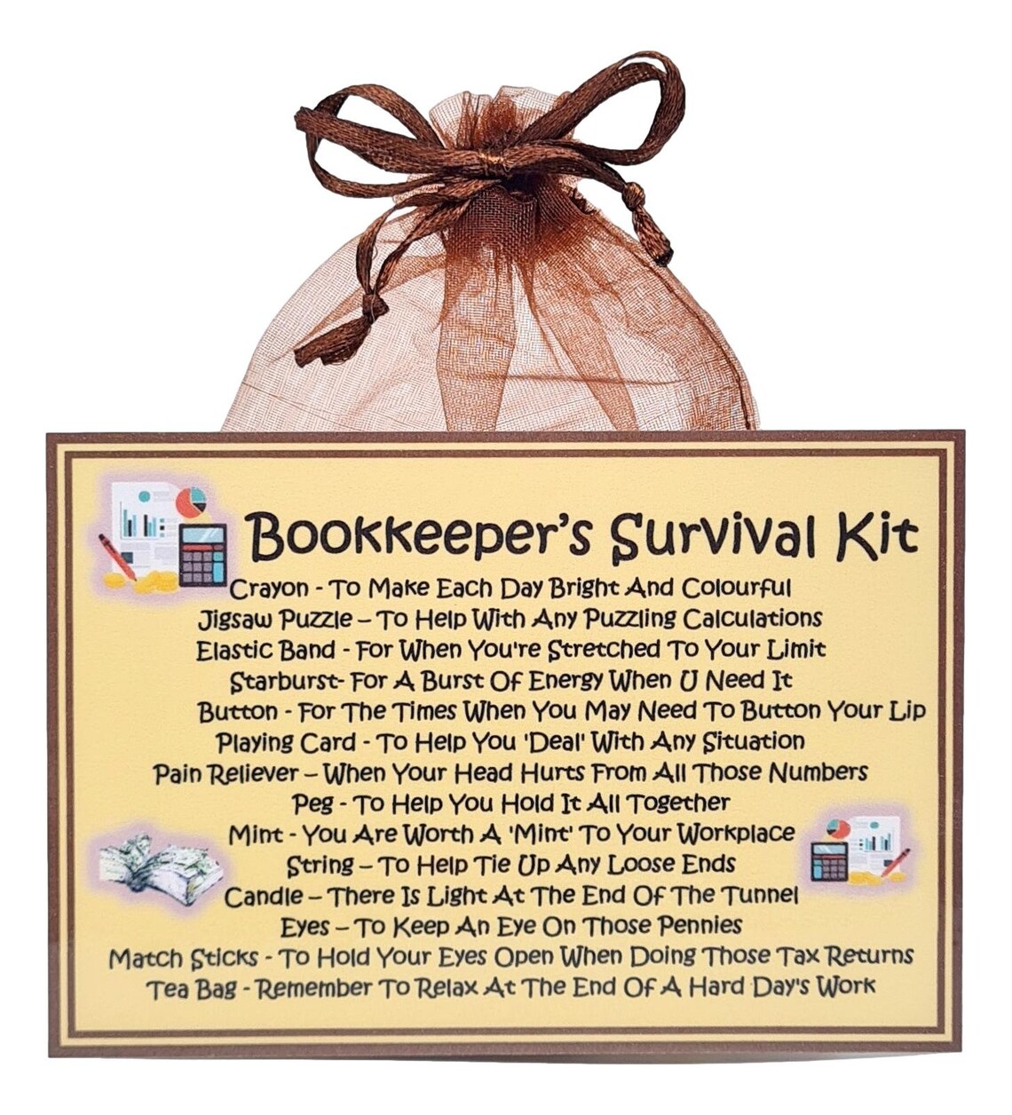 Bookkeeper's Survival Kit ~ Fun Novelty Gift & Card | Birthday Present ...