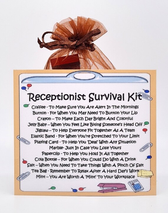 Receptionist's Survival Kit Fun Novelty Gift & Card - Etsy