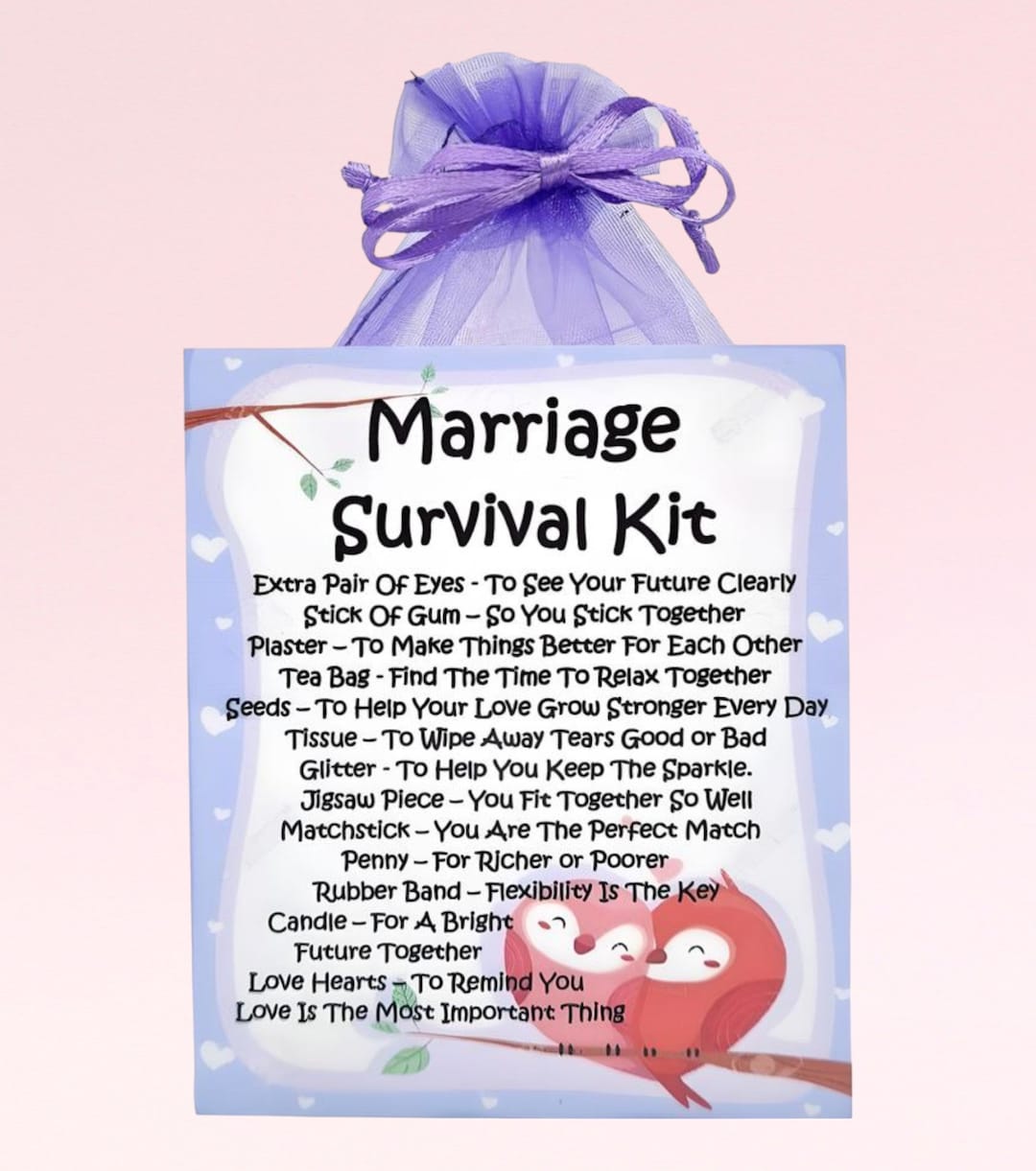 Marriage Survival Kit (lilac) ~ Unique Fun Novelty Wedding Gift ...