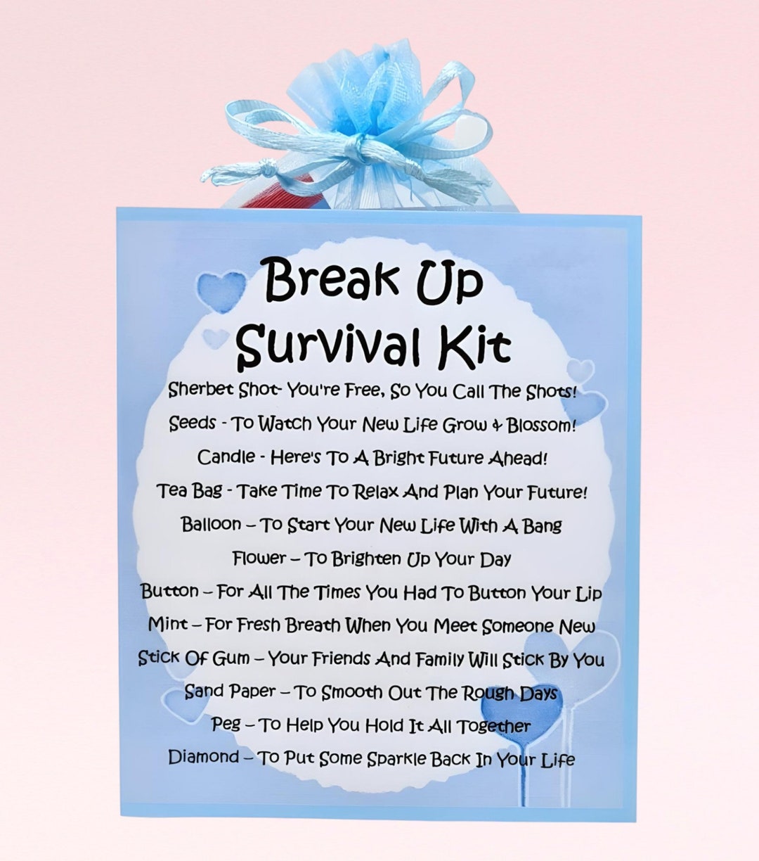 Break up Survival Kit (blue) ~ Fun Novelty Gift & Card Alternative ...