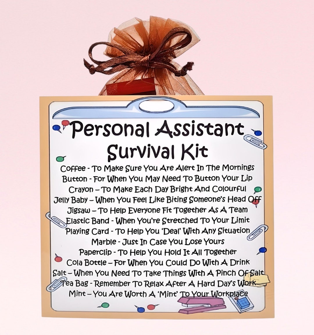 Personal Assistant Survival Kit ~ Fun Novelty Gift & Card Alternative ...