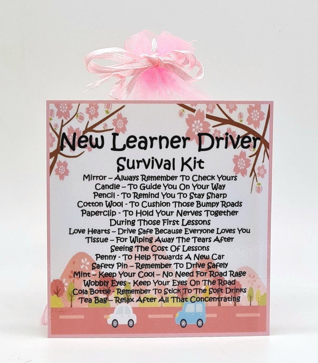 New Learner Driver Survival Kit pink Fun Novelty Congratulations Gift ...