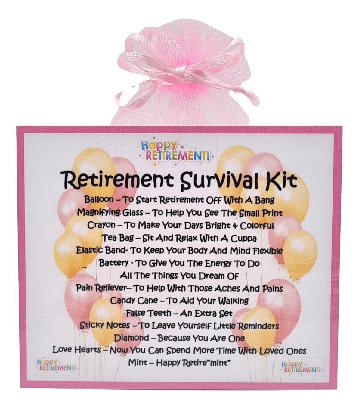 Retirement Survival Kit PINK Fun Novelty Gift / Good Luck - Etsy UK