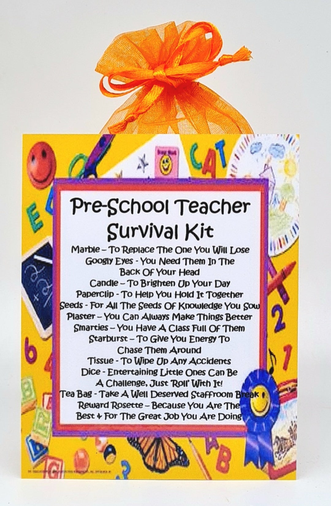 Pre-school Teacher Survival Kit Fun Novelty Gift & Card - Etsy