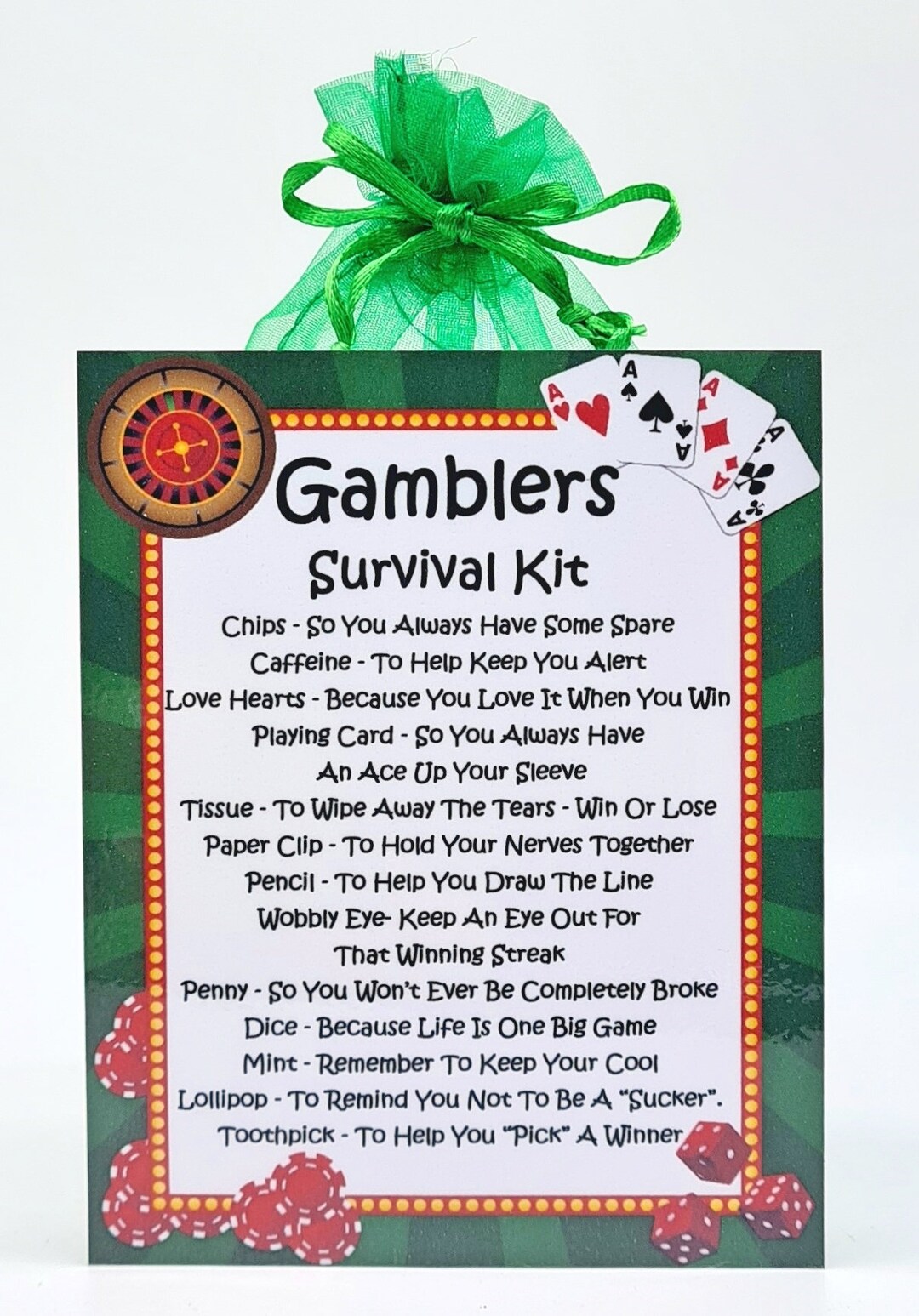 Gambler's Survival Kit Fun Novelty Gift & Card Alternative Birthday ...