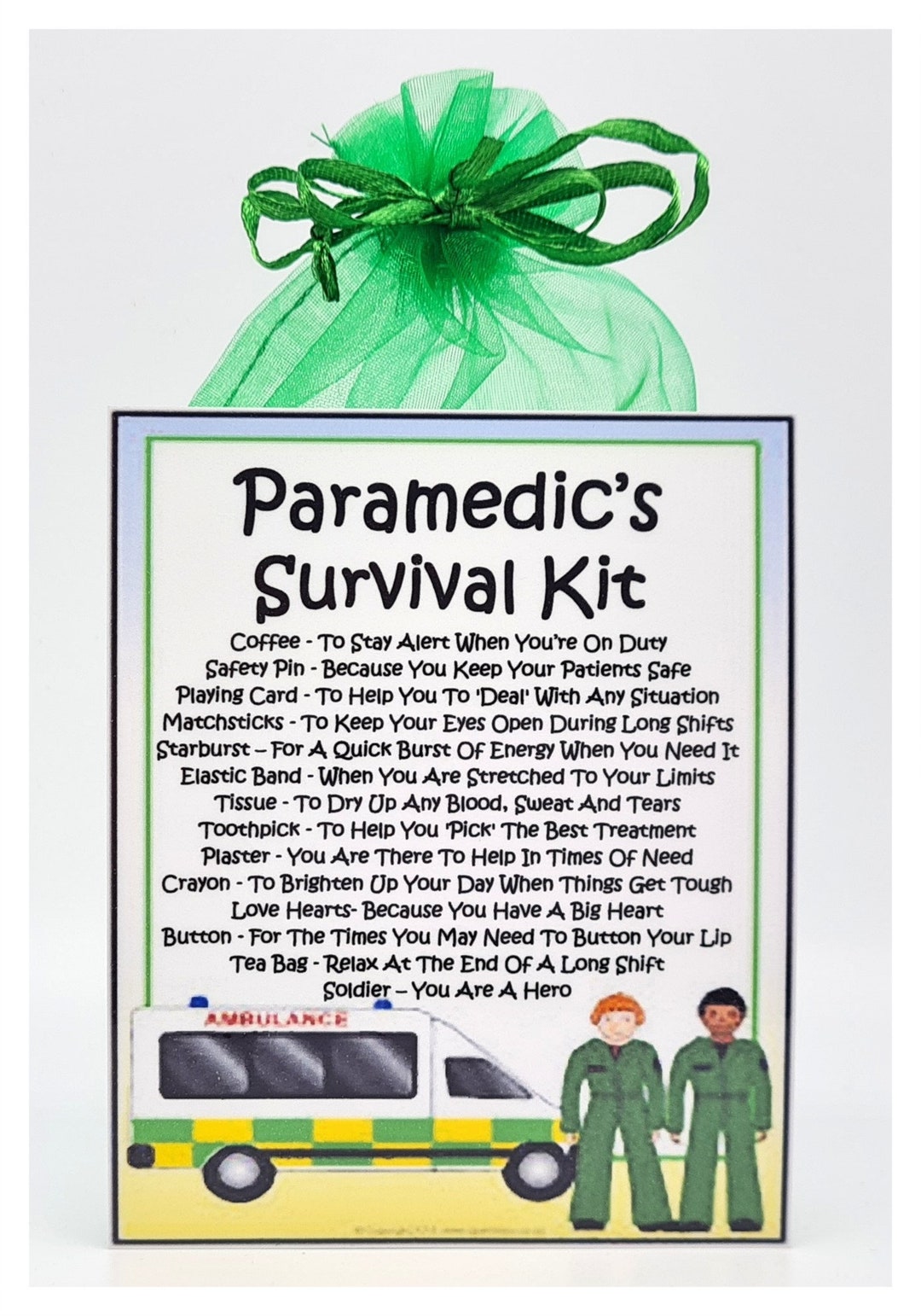 Paramedic's Survival Kit Fun Novelty Gift & Card Alternative Birthday ...