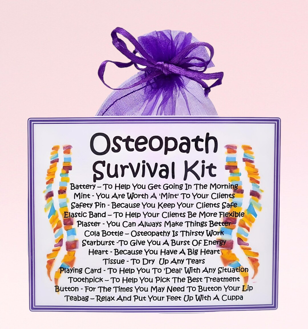 Osteopath Survival Kit ~ Fun Novelty Gift & Card Alternative | Birthday ...