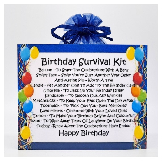 Birthday Survival Kit blue Fun Novelty Gift & Greetings | Etsy
