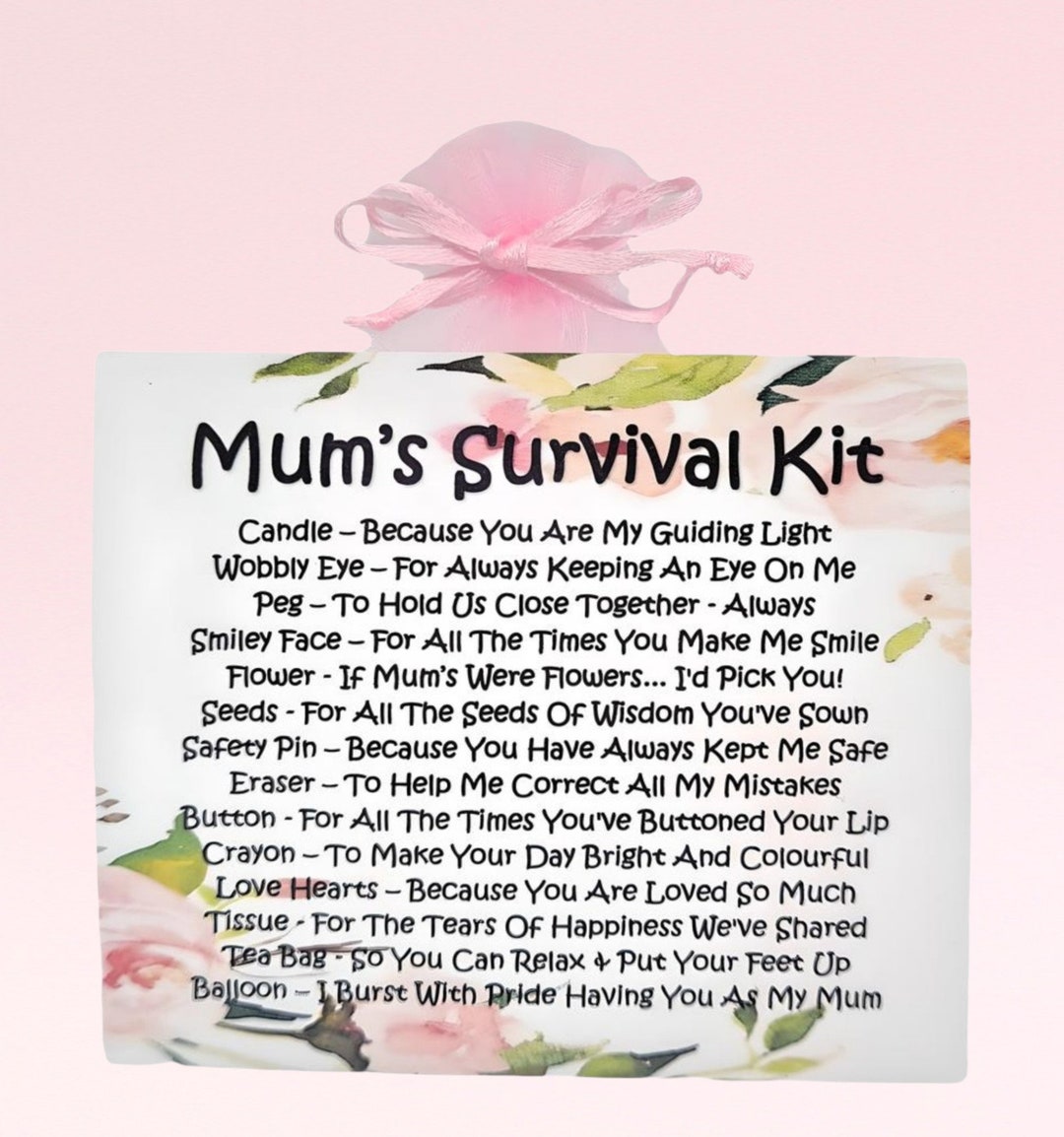 Mum's Survival Kit ~ Fun Novelty Gift & Card | Birthday Present ...