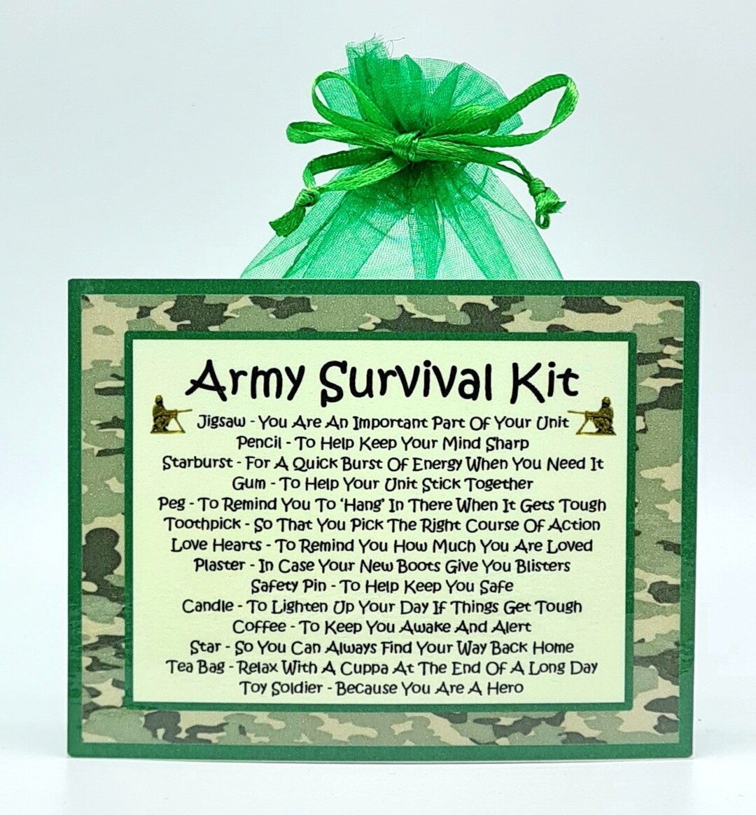Army Survival Kit Fun Novelty Gift & Card Alternative Birthday Present ...