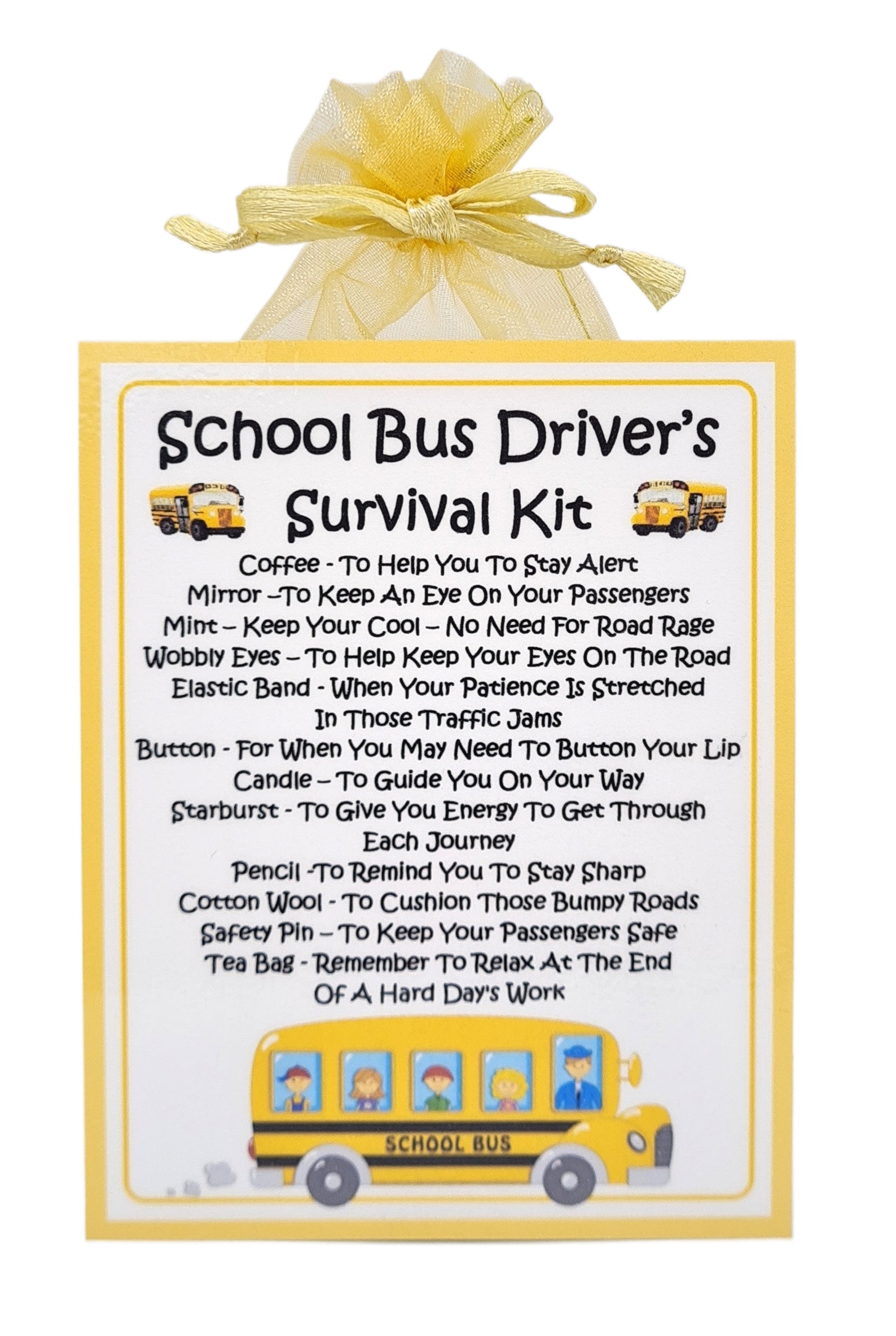 School Bus Driver's Survival Kit USA Fun Novelty Gift & Card Birthday ...