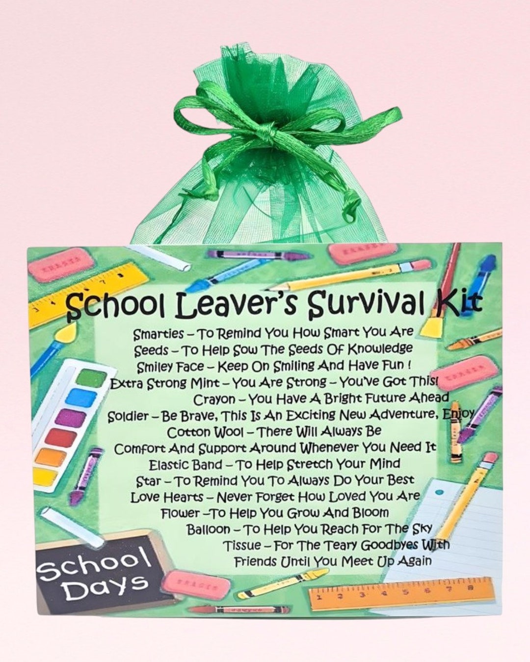 School Leaver's Survival Kit ~ Fun Novelty Gift & Card Alternative ...