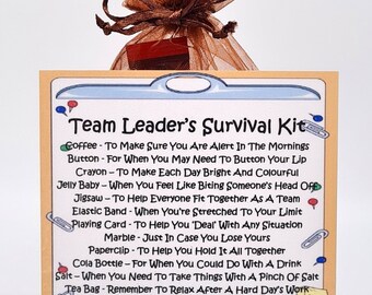Team Leader Survival Kit Fun Novelty Gift & Card Alternative - Etsy