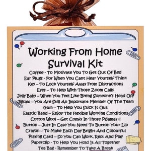 Working From Home Survival Kit ~ Fun Novelty Gift & Card Alternative ...