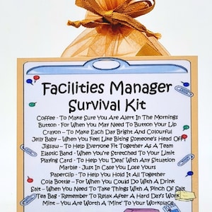 Facilities Manager Survival Kit ~ Fun Novelty Gift & Card Alternative ...