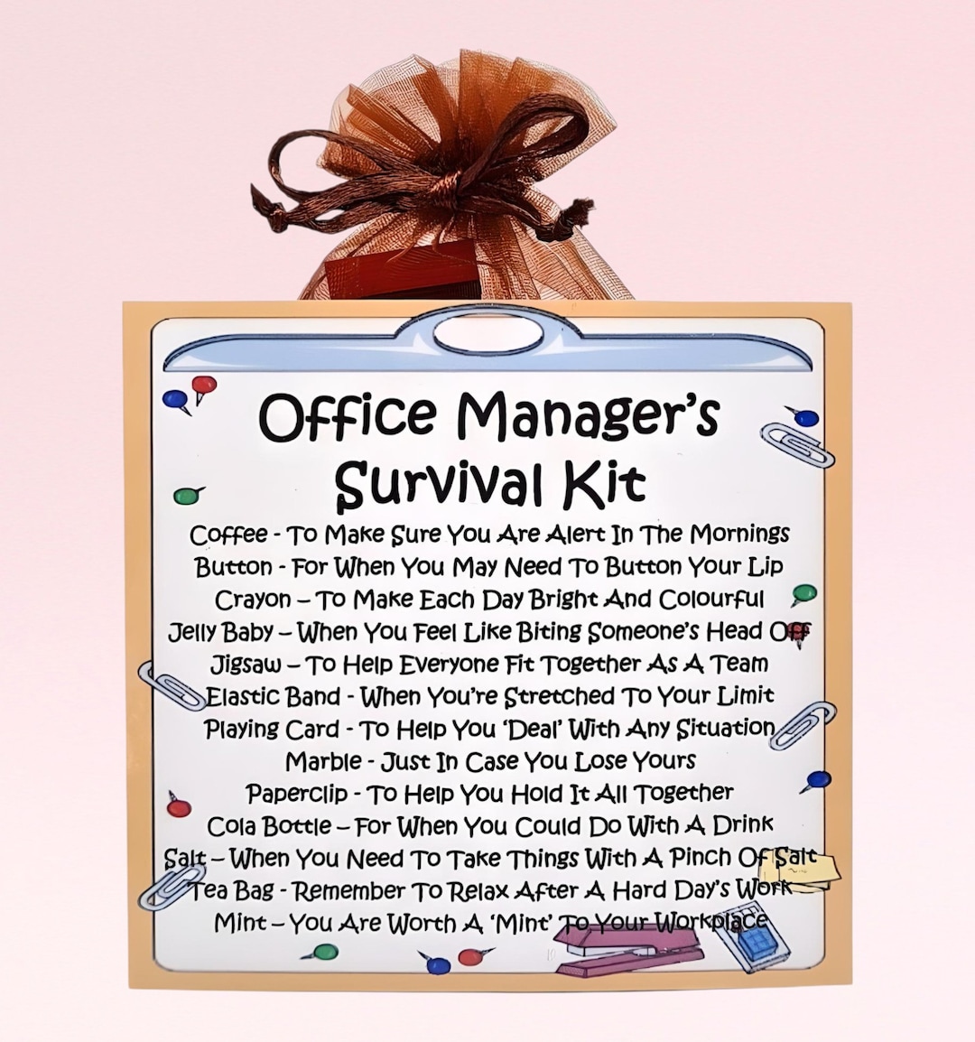 Office Manager's Survival Kit ~ Fun Novelty Gift & Card | Birthday ...