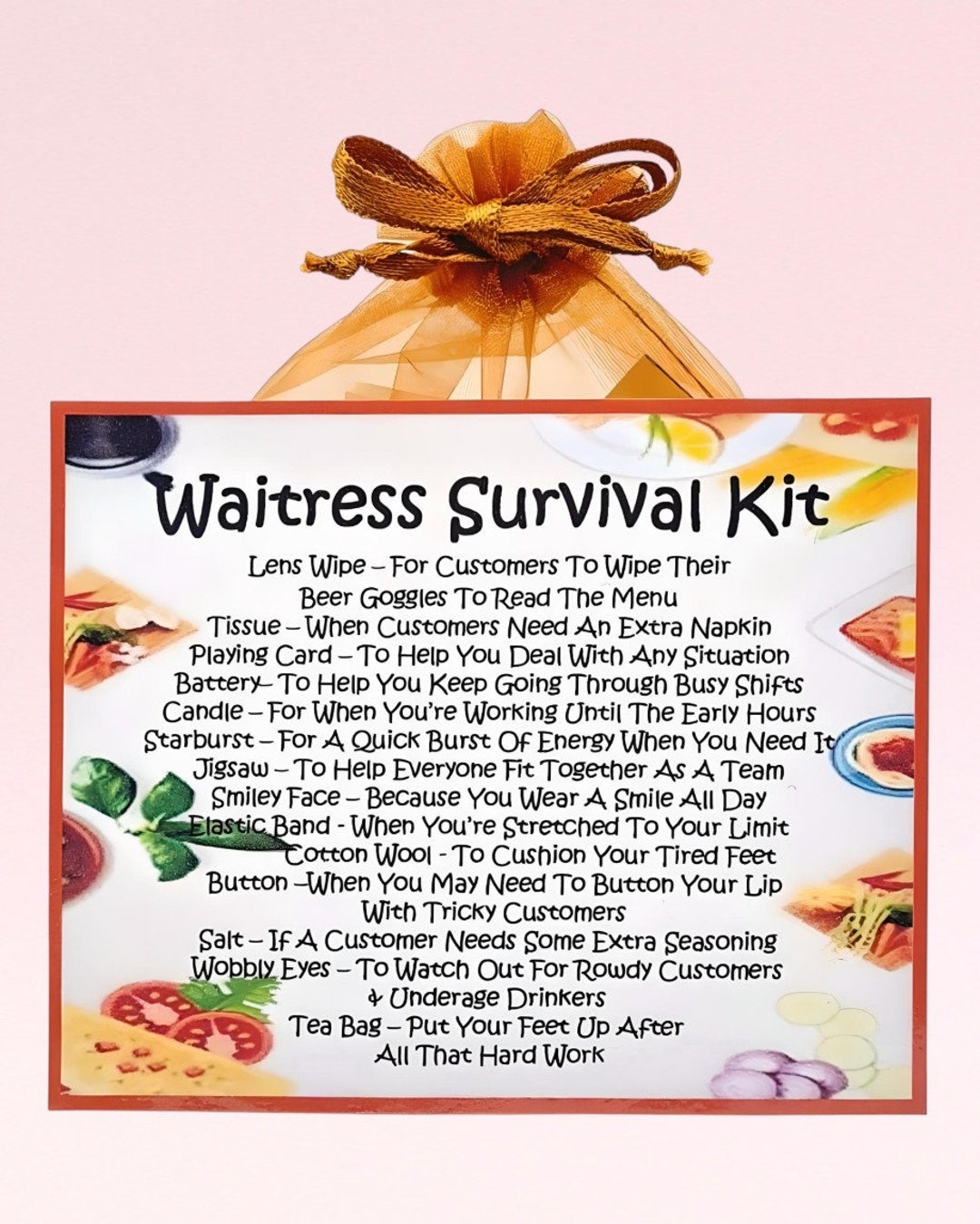 Waitress Survival Kit ~ Fun Novelty Gift & Card Alternative | Birthday ...